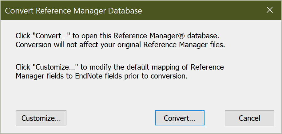 Mapping Reference Manager Reference Types and Fields to EndNote